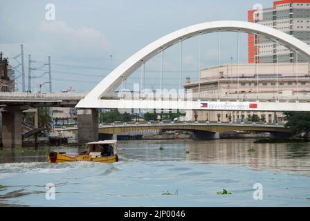 Pasig River with Binondo - Intramuros Bridge in the background, Manila ...