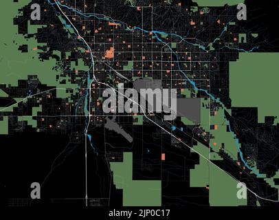 Tucson city map, United States - Topographic vector map poster Stock ...