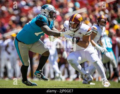 Carolina Panthers offensive tackle Cameron Erving (75) during an NFL ...