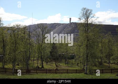View of the Kiruna city center in Swedish Lapland; northern Sweden ...