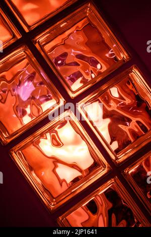 Red brick wall with glass block window. Architecture detail Stock Photo ...