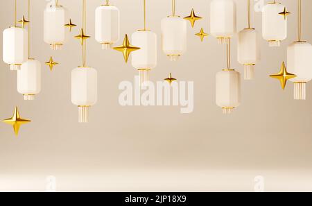 Chinese beige luxury background with pedestal, podium, round stage ...