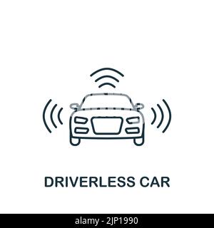 Driverless Car icon. Monochrome simple line Future Technology icon for ...