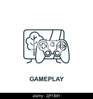 Gameplay line icon. Monochrome simple Gameplay outline icon for ...