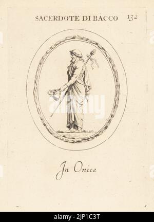 Bacchus god of wine, after a Roman statue. Illustration from supplement ...