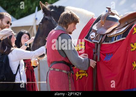 The Battle Of Evesham medieval battle re-enactment Stock Photo - Alamy