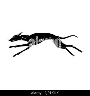 Black and white vector graphic of Whippet scanning horizon in profile Stock Vector Image & Art ...