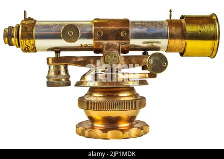 Ancient scientifical telescope isolated on a white background Stock ...