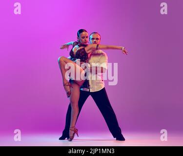 Feelings in dance. Emotional dancers dancing ballroom dance isolated on ...