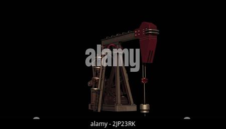 Image of oil pump working over black background Stock Photo - Alamy