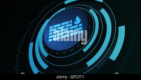 Image of firewall in processing circle on black background Stock Photo ...