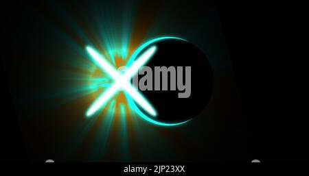 Image of glowing green circle eclipse over black background Stock Photo ...