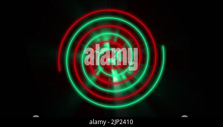 Image of glowing red and green circles over black background Stock ...