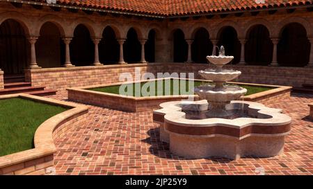 3D rendering of a medieval castle outside Stock Photo - Alamy