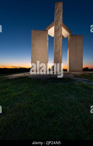 The Georgia Guidestones in Elberton, Georgia, USA at dusk Stock Photo ...