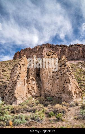 Volcanic tuff rock outcrops, Echo Canyon State Park, near Pioche ...