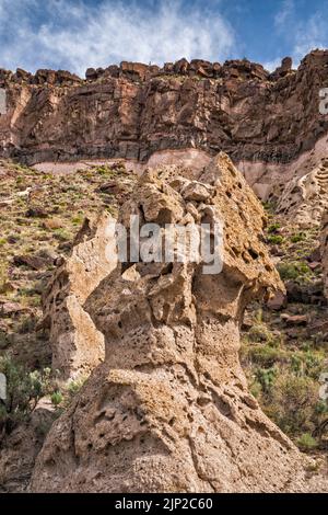 Volcanic tuff rock outcrops, Echo Canyon State Park, near Pioche ...