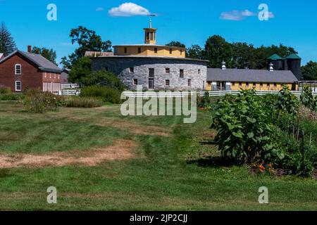 The iconic round stone barn at Hancock Shaker Village Stock Photo - Alamy