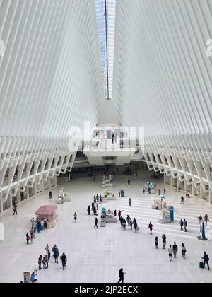 Wide angle interior hall of Oculus World Trade Center Transportation ...