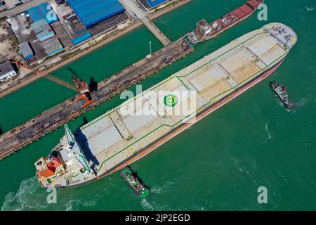 FUZHOU, CHINA - AUGUST 15, 2022 - A 300,000-ton ship berths at the No.1 ...