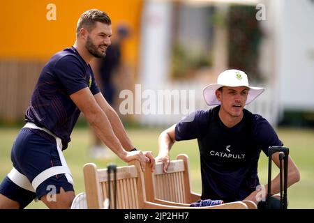 South Africa's Marco Jansen, left, celebrates with teammates after the ...
