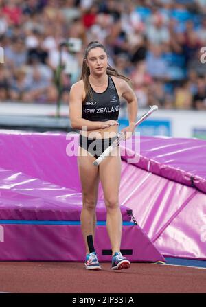 Imogen Ayris of New Zealand competing in the women's pole vault final ...