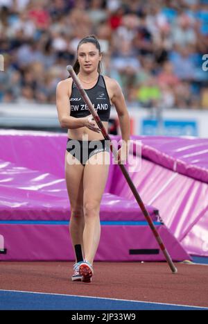 Imogen Ayris of New Zealand competing in the women's pole vault final ...
