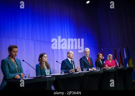From left, prime ministers of Denmark Mette Frederiksen, Faroe Islands ...