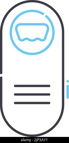 Bottle opener vector thin line icon. Kitchen tool, drink bottle caps ...