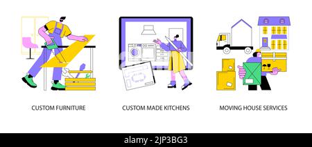 relocation services interior design line icon vector illustration Stock ...