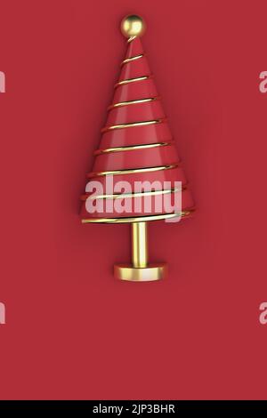 Christmas card with 3d metallic tree . Christmas tree . 3d Stock Photo ...