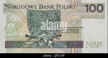 Reverse of 100 polish zloty banknote for design purpose Stock Photo - Alamy