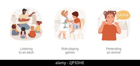 Behavior therapy in autism daycare isolated cartoon vector illustration ...