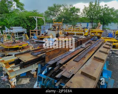 A Material Handling Trolley With Auto Parts Meterial Scrap Waster ...