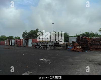 A Material Handling Trolley With Auto Parts Meterial Scrap Waster ...