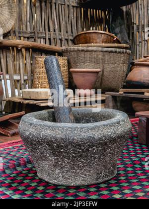 Variety and types of utensils for simple cooking of Asian families in ...