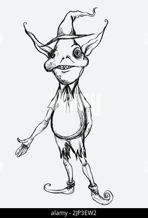 a small goblin or elf fey character illustration Stock Photo - Alamy