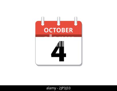 Icon calendar day - 4 October. 4th days of the month, vector ...