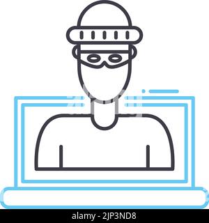 brute force attack line icon, outline symbol, vector illustration ...