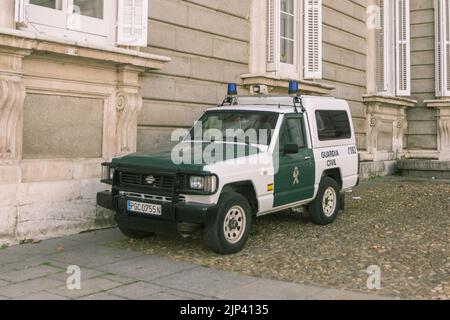 A Classic 4x4 offroad suv of the Spanish police parked in the street ...