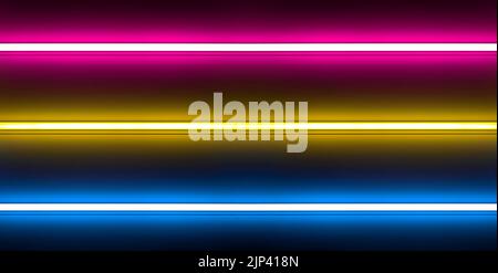multicolour neon lights, glowing horizontal line Stock Photo - Alamy