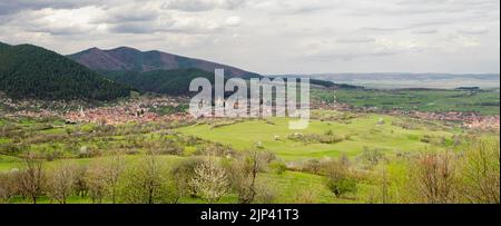 Panoramic View of Poplaca Village in Transylvania, Romania Stock Photo ...