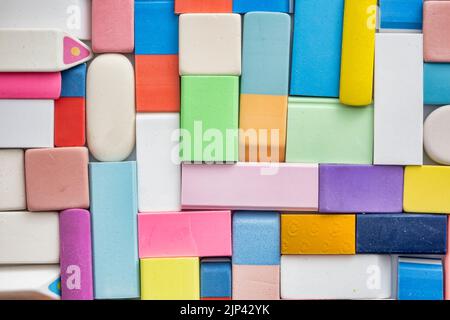 various shapes and colors of erasers arranged Stock Photo - Alamy