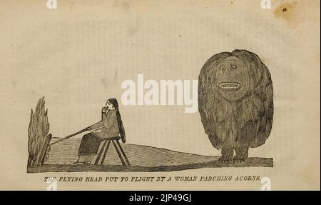 The Flying Head put to flight by a woman parching acorns. Drawing by ...