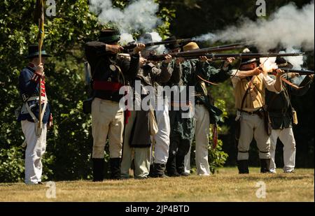 FORT ERIE, ONTARIO, CANADA – August 6, 2022 – British soldiers fire on ...