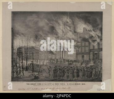 The Great Fire of New York, December 16, 1835 by unknown artist Stock ...