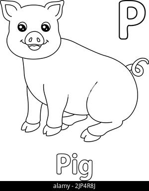 Pig Animal Tracing Letter ABC Coloring Page P Stock Vector Image & Art ...