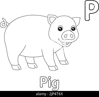Pig Animal Tracing Letter ABC Coloring Page P Stock Vector Image & Art ...