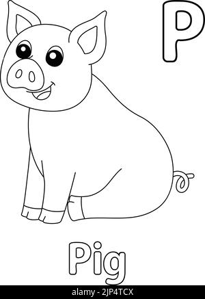 Pig Animal Tracing Letter ABC Coloring Page P Stock Vector Image & Art ...