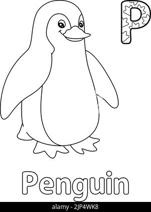 Penguin Animal Tracing Letter ABC Coloring Page P Stock Vector Image ...